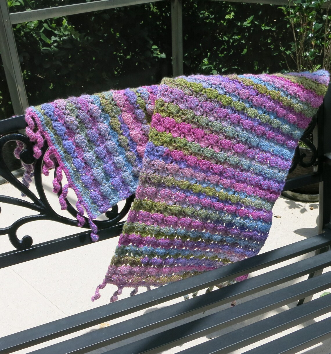 Heather Shawl Hand Crocheted Roving Yarn Curly Fringes Evening - Etsy