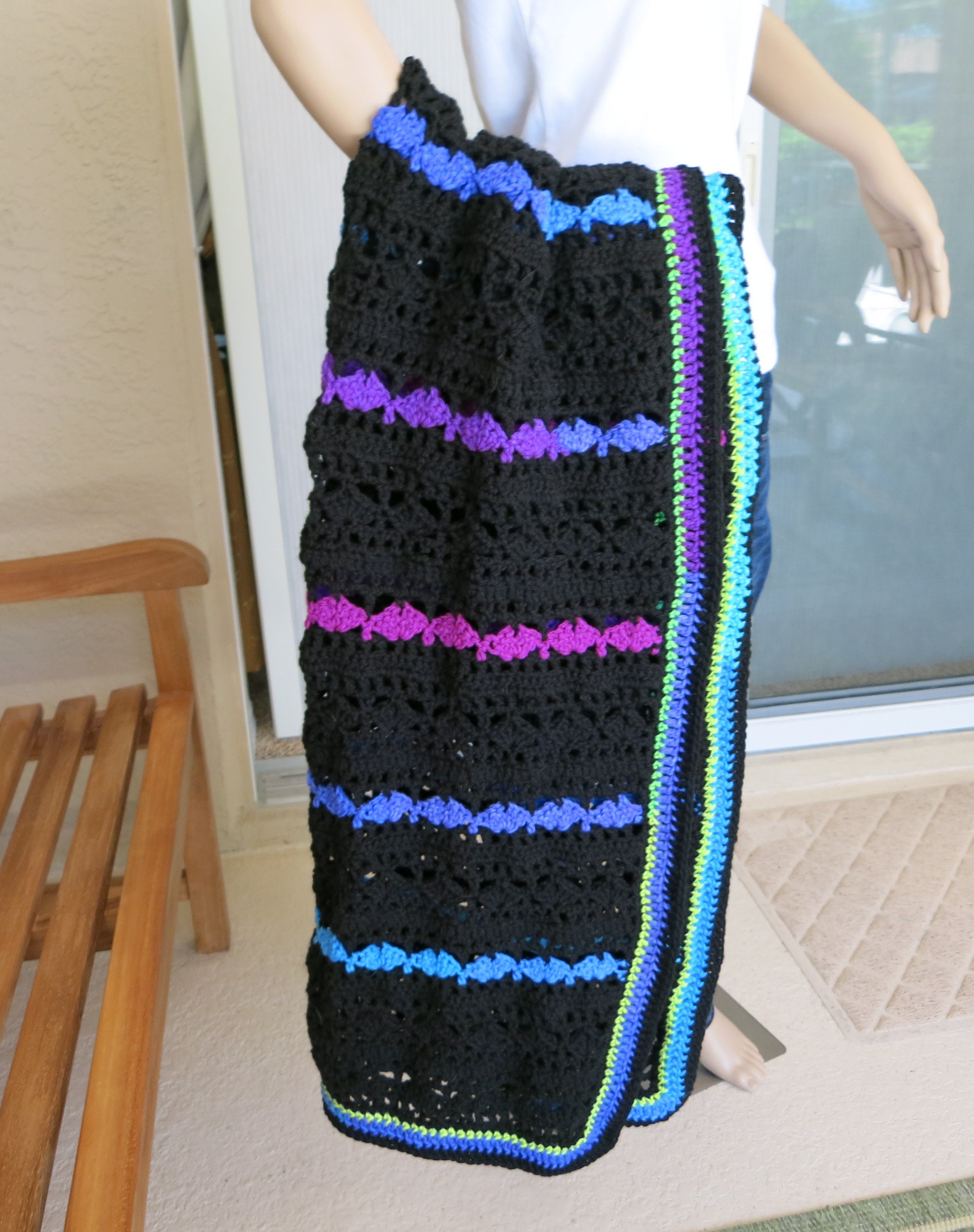 Unisex Lapghan Shawl Hand Crocheted Trans Seasonal Afghan Comfort Shawl ...