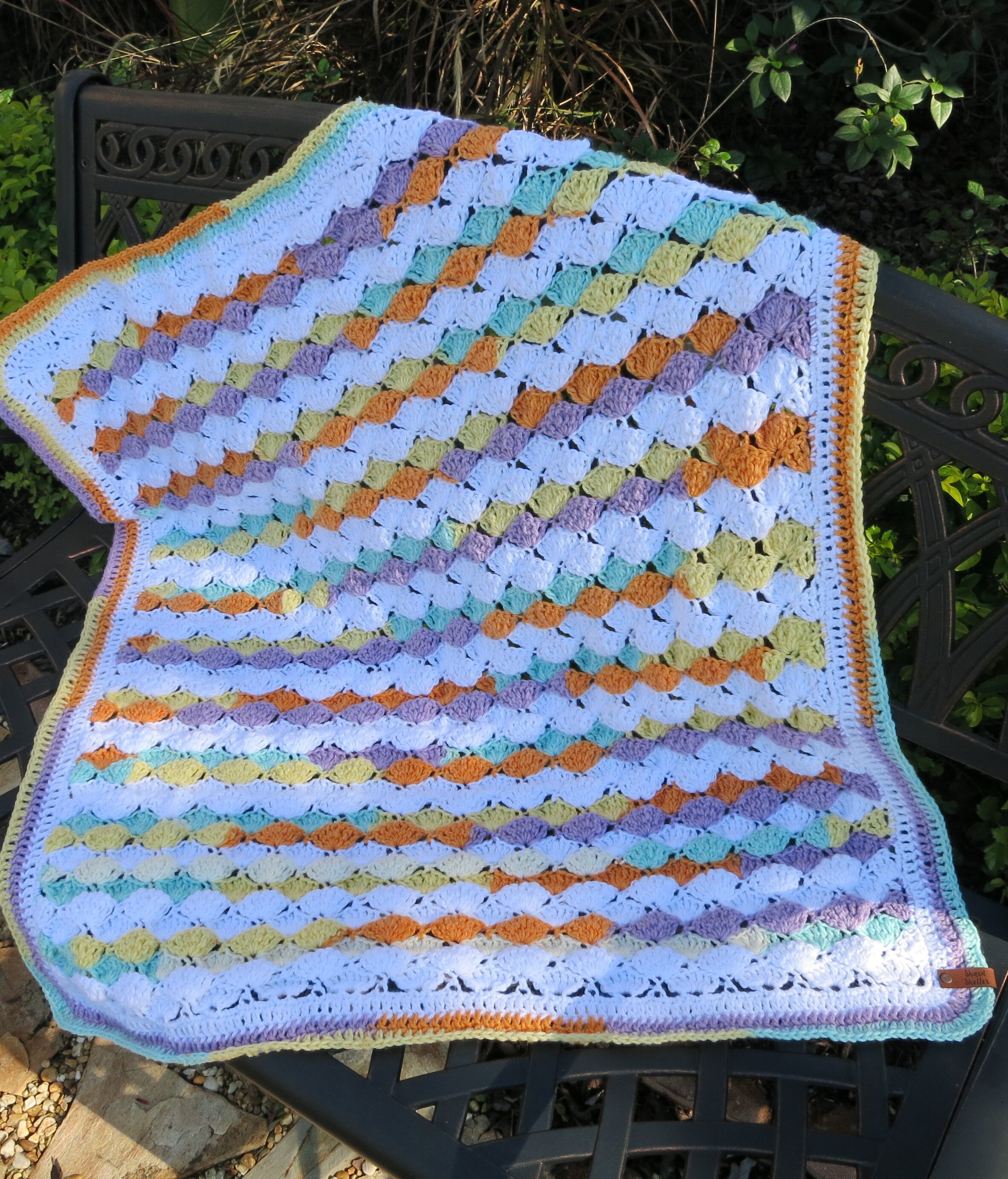 Multicolor Fun Baby Blanket Triple Crochet Shell Stitch Hand Baby ...