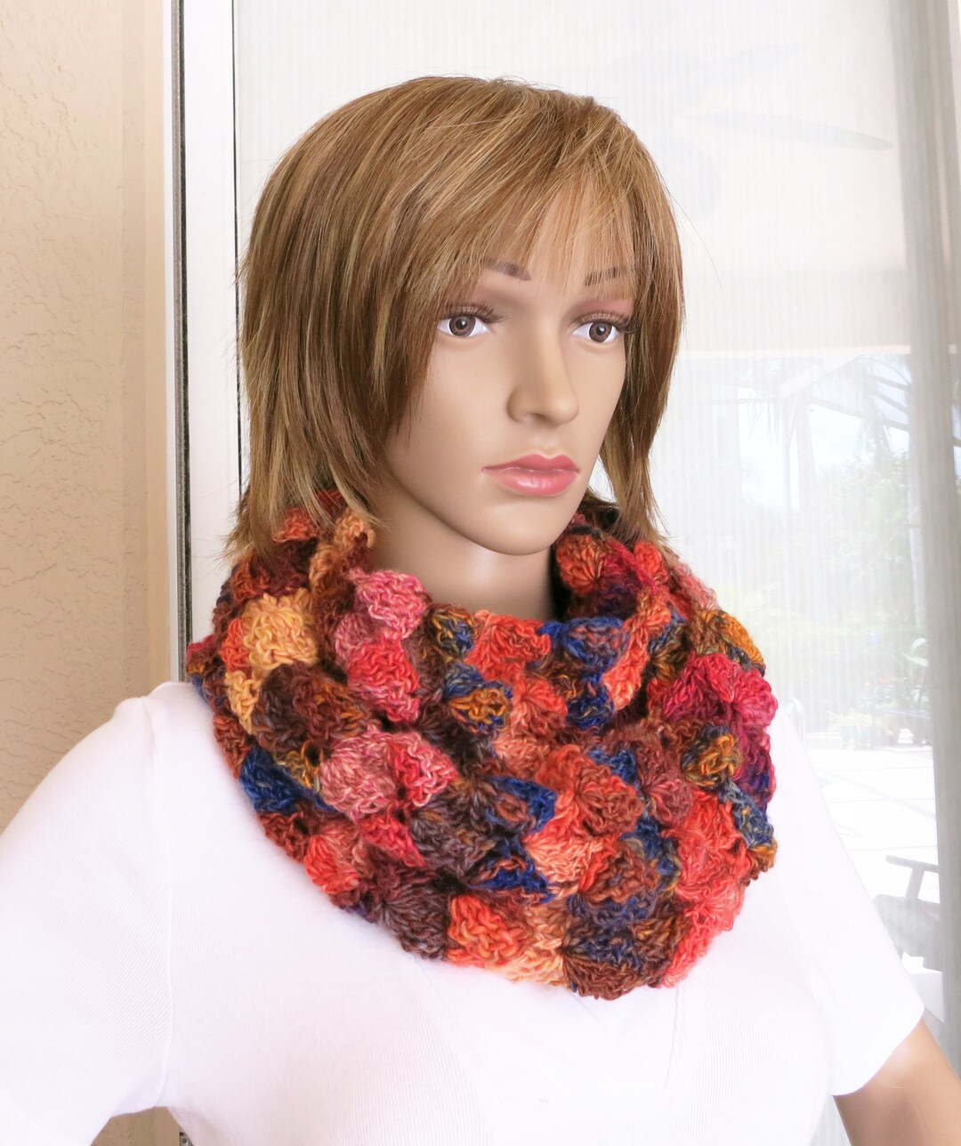 Fine Superwash Merino Infinity Scarf Treble Crochet Shells Fashion ...