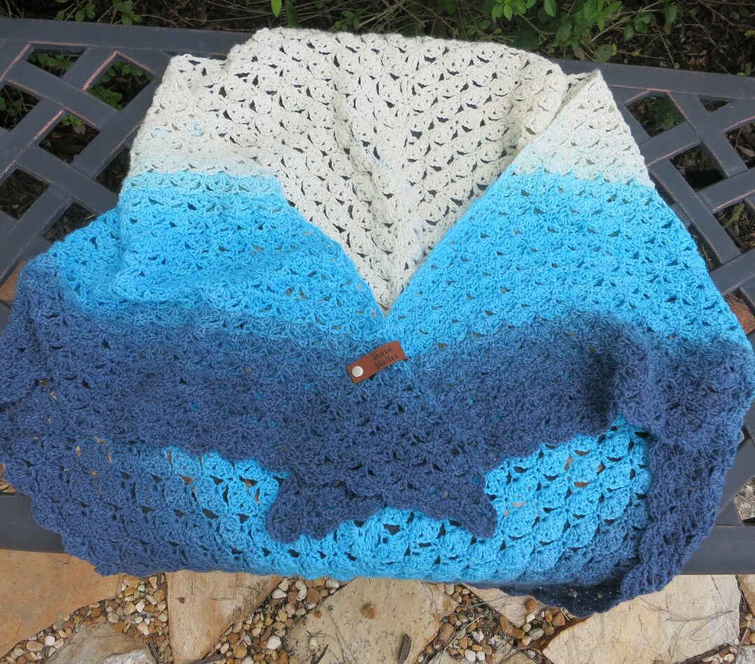Virgin Wool Cashmere Blue Gradient Triangle Shawl Cashmere Wrap Evening ...