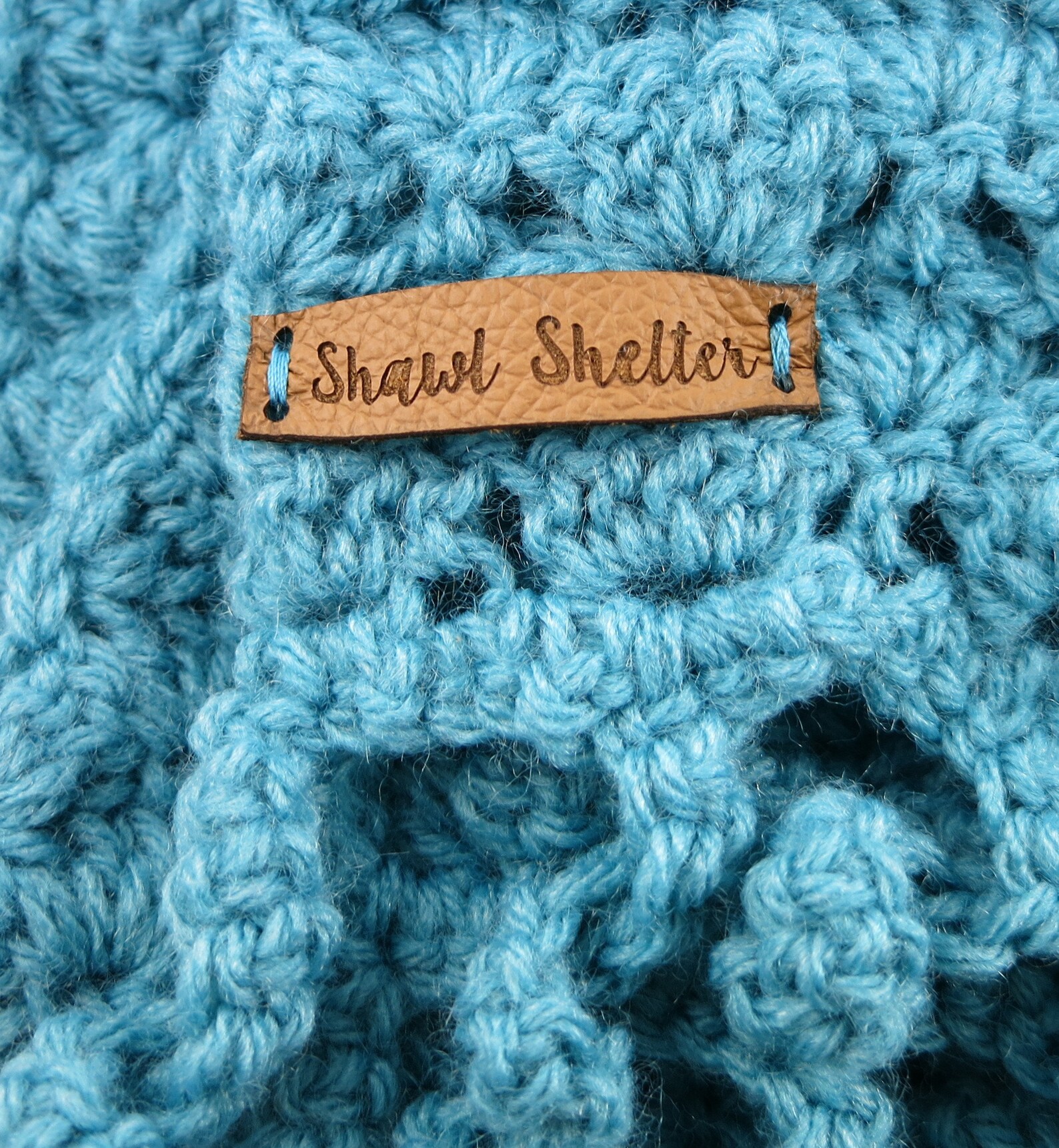 Aquamarine Fish Scale Stitch Hand Crocheted Shawl Curly Fringe | Etsy