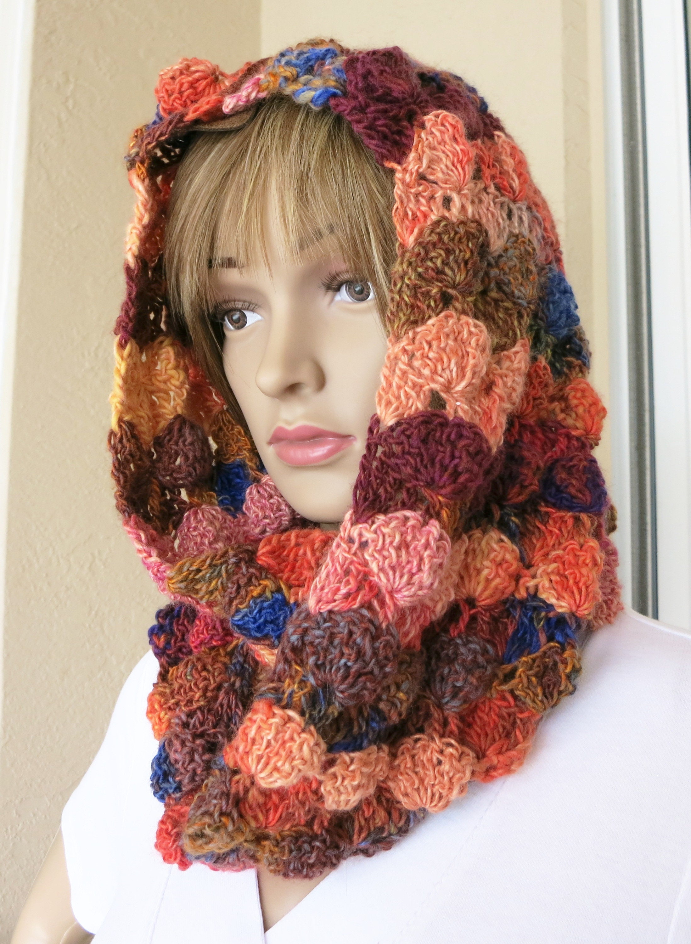 Fine Superwash Merino Infinity Scarf Treble Crochet Shells Fashion ...