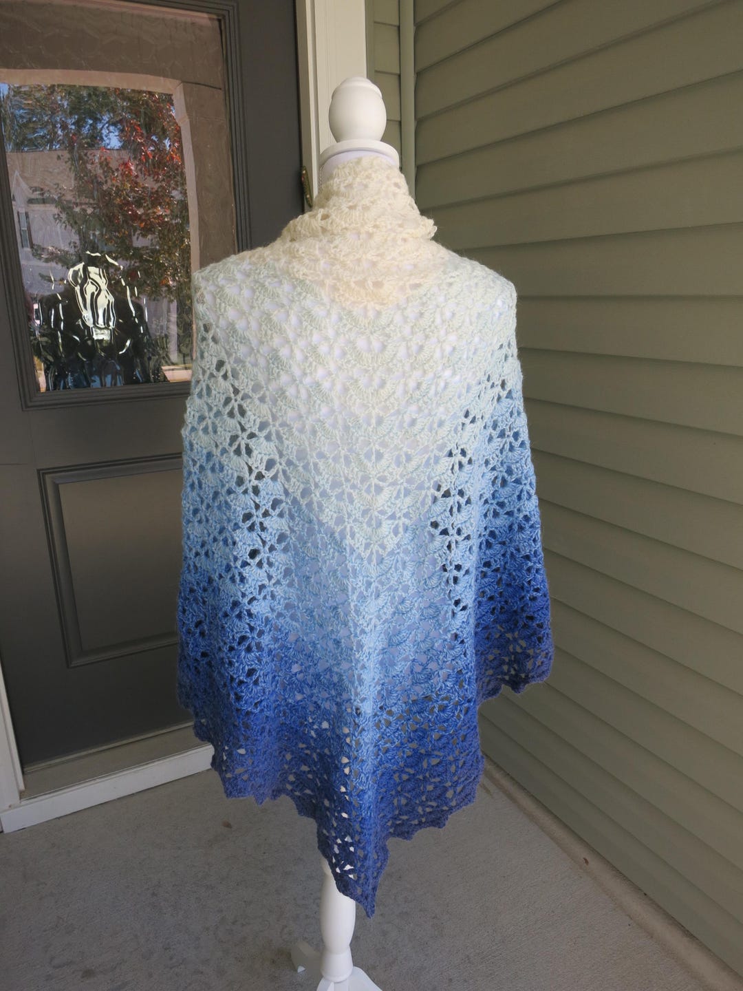 Alpaca Wool Blend Fluffy Shawl Hand Crocheted Lacy Arches Pattern Low ...