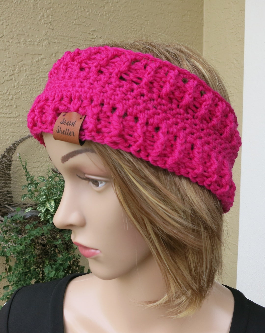 Pure Merino Wool Luxe Earwarmer Magenta Headband Hand Crocheted Winter ...
