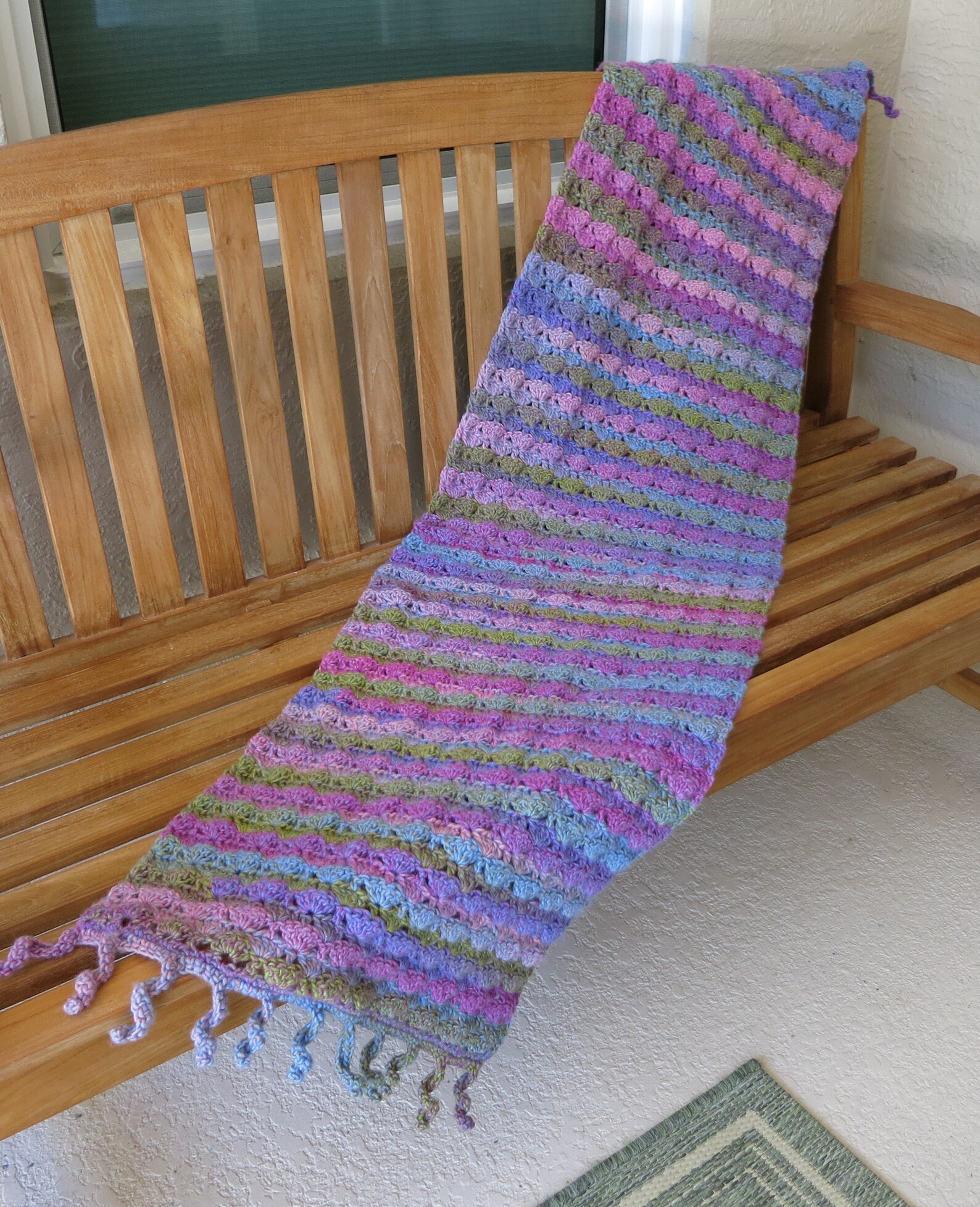 Heather Shawl Hand Crocheted Roving Yarn Curly Fringes Evening Shawl ...