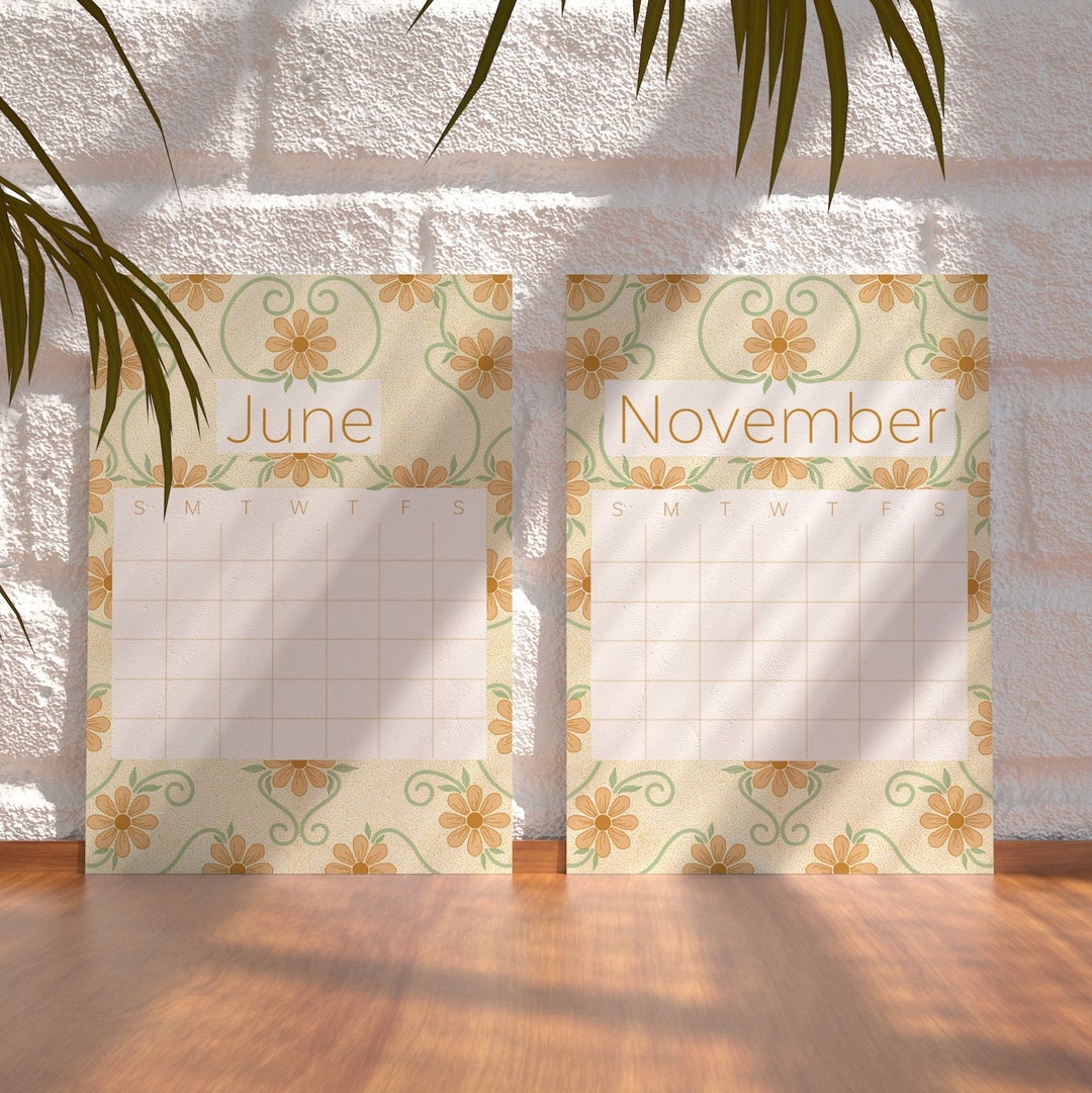 Bright Botanical Calendar- Digital Download- Perpetual Dates- Print on ...