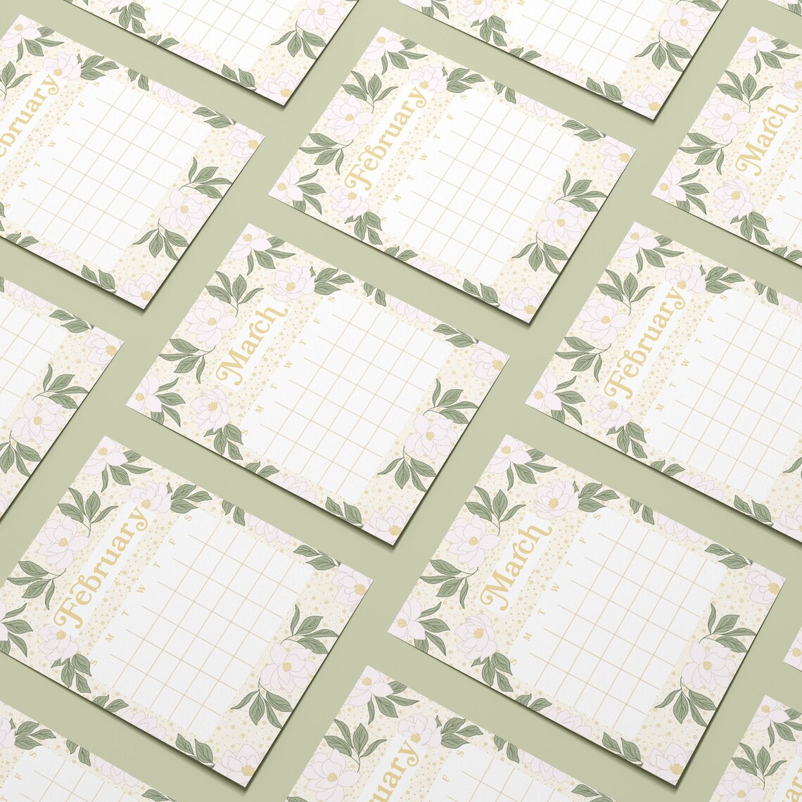 Magnolia Botanical Calendar- Digital Download- Perpetual Dates- Print ...