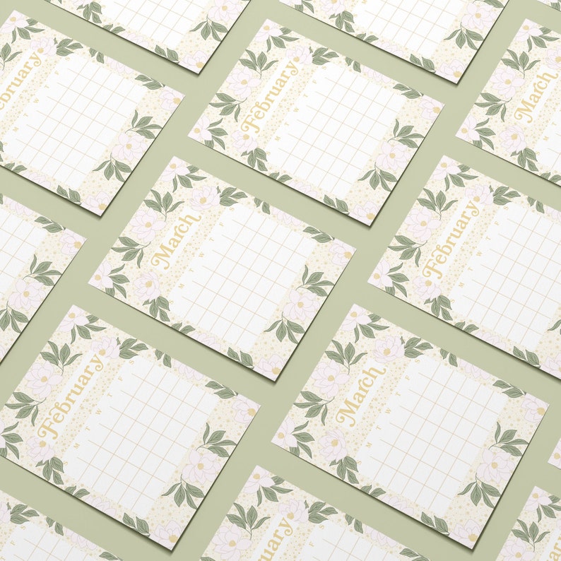 Magnolia Botanical Calendar- Digital Download- Perpetual Dates- Print ...