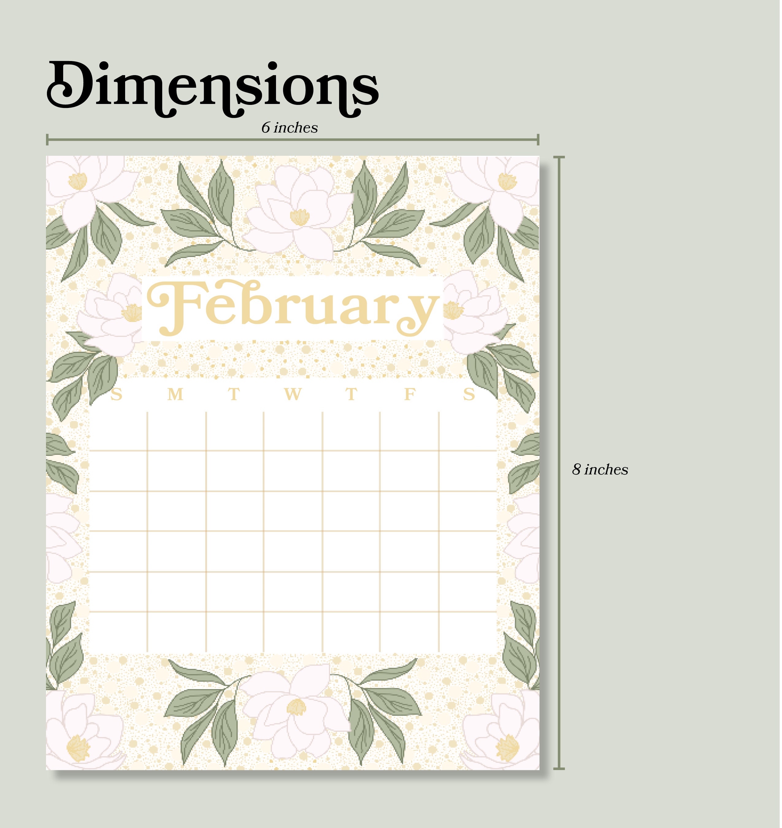 Magnolia Botanical Calendar- Digital Download- Perpetual Dates- Print ...