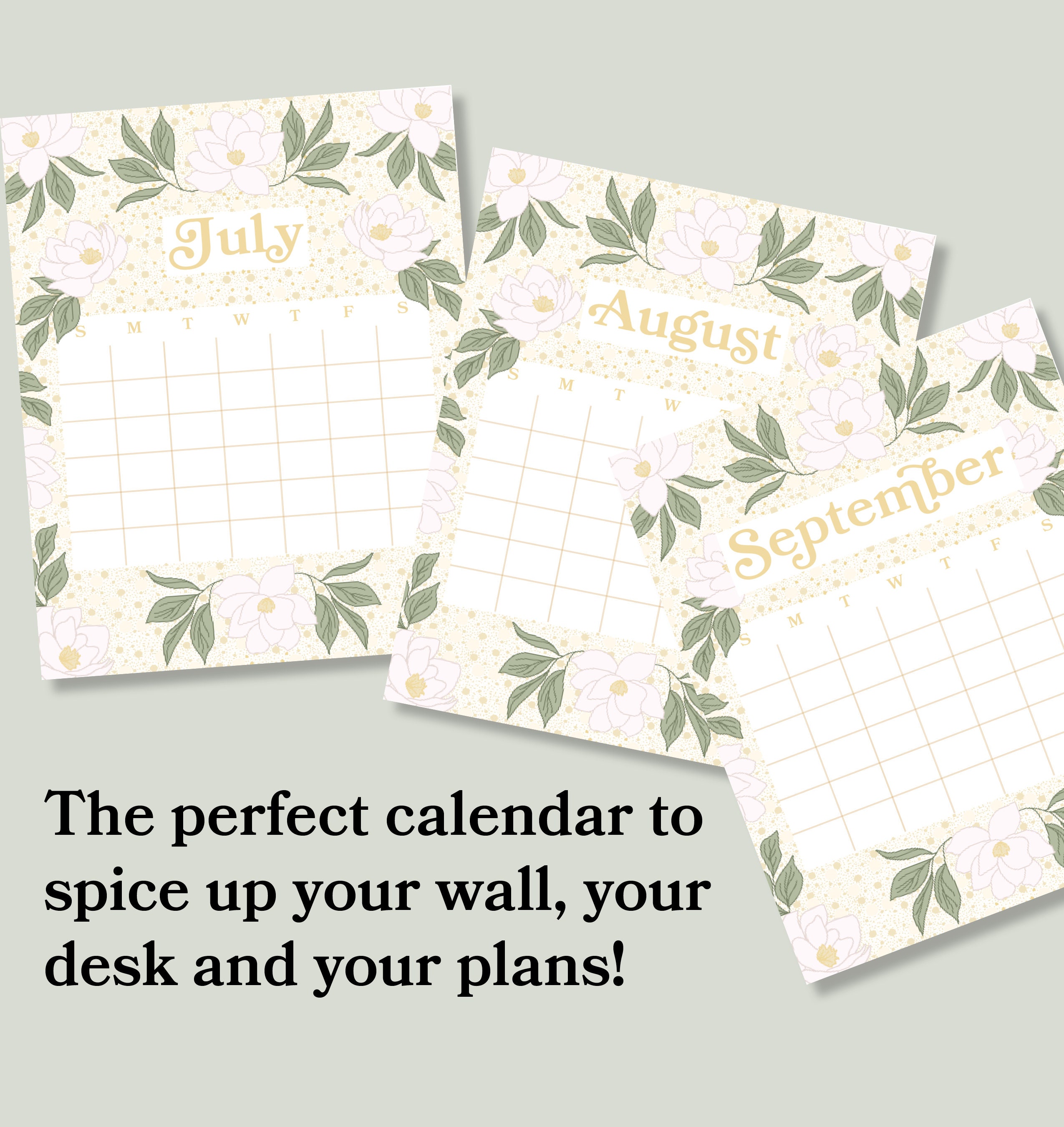 Magnolia Botanical Calendar- Digital Download- Perpetual Dates- Print ...