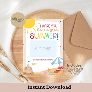 End of School Teacher Appreciation Gift Card 5x7 | Summer Beach Design ...