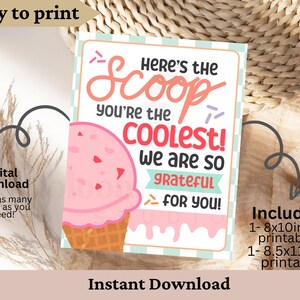 Ice Cream Sundae Bar Teachers and Staff Appreciation Printable 8x10 ...