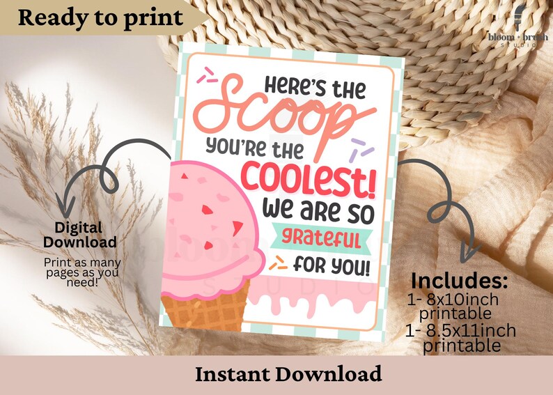 Ice Cream Sundae Bar Teachers and Staff Appreciation Printable 8x10 ...