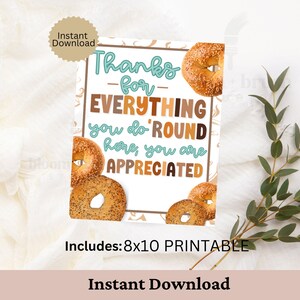Bagel Teacher Appreciation 8x10 Printable Sign, Teachers Thanks for ...