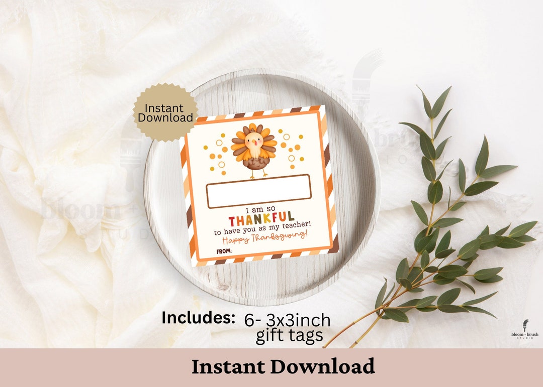 Printable Thanksgiving Gift Tag Template, Cute Turkey Favor Tags ...