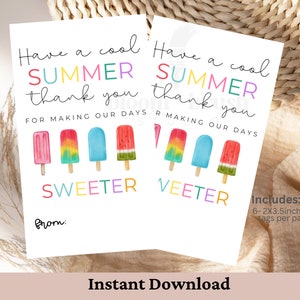 Summer Gift Tags End of School Year Appreciation Gift Tag, Cool Summer ...
