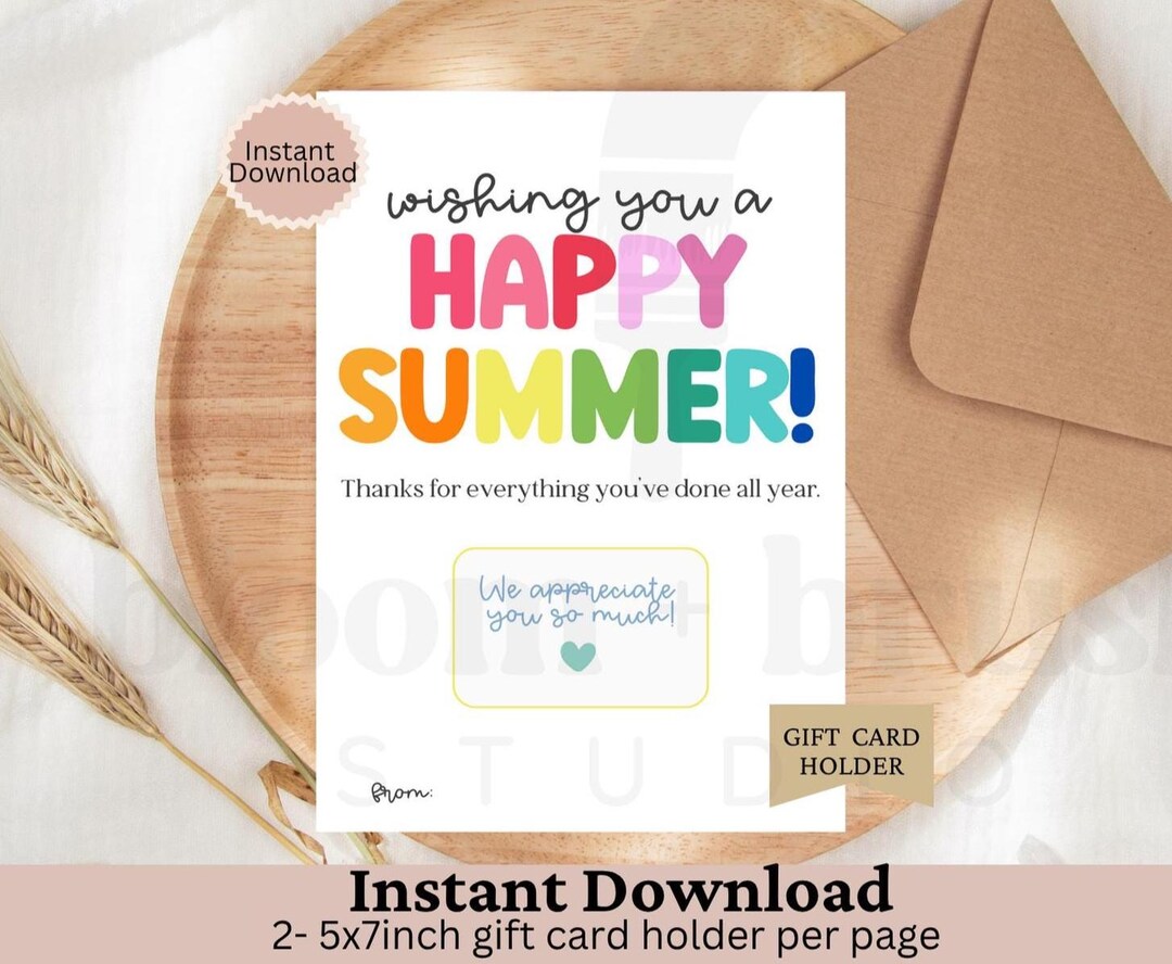 Teacher Thank You Gift Card Printable Appreciation Week Teacher Gift ...