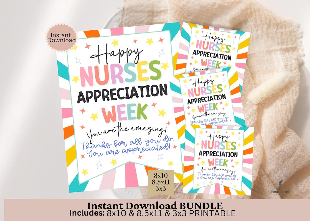 Nurse Appreciation Week Printable Gift Tags, Happy Nurses Week Gift Tag ...