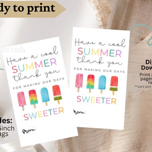 Summer Gift Tags End of School Year Appreciation Gift Tag, Cool Summer ...