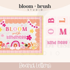 Retro Spring Bulletin Board Kit, Bloom Kindness, Pastel Spring Theme ...