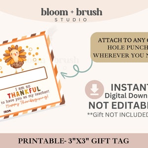 Printable Thanksgiving Gift Tag Template, Cute Turkey Favor Tags ...