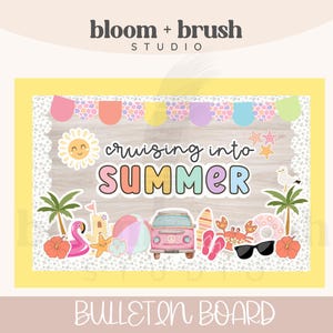 Retro Spring Bulletin Board Kit, Bloom Summer, Pastel Spring Theme ...