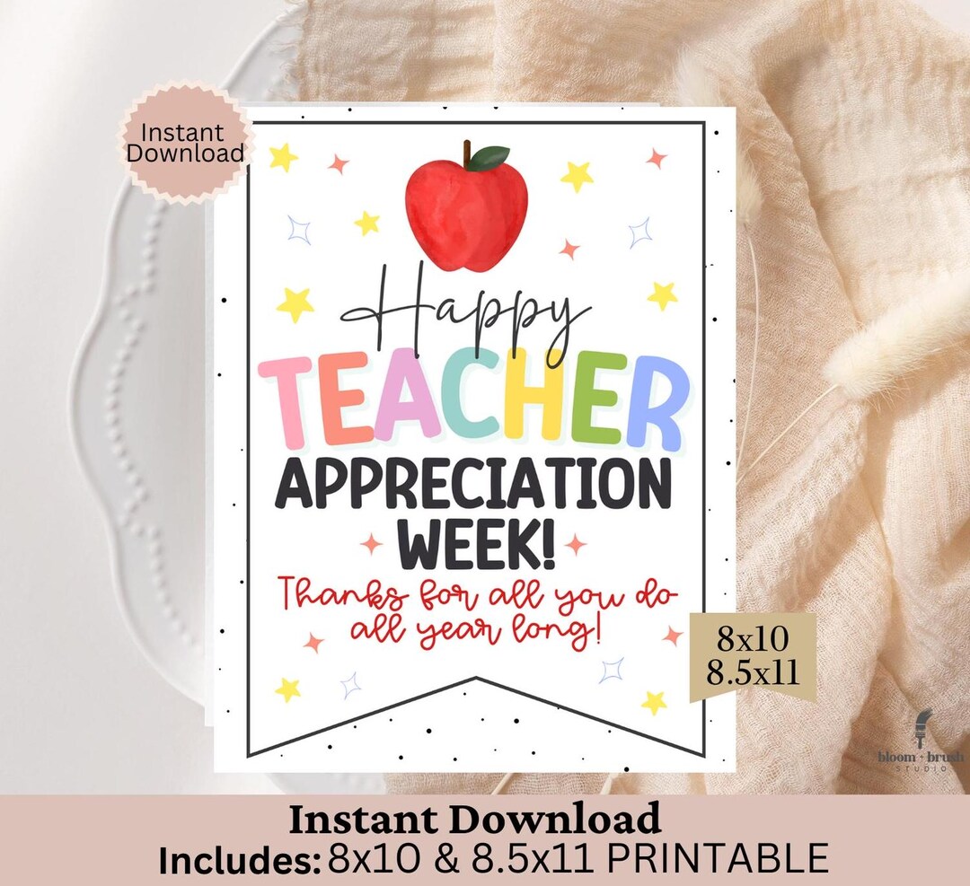 Teacher Appreciation Gift, Printable Teacher Thank You, End of School ...