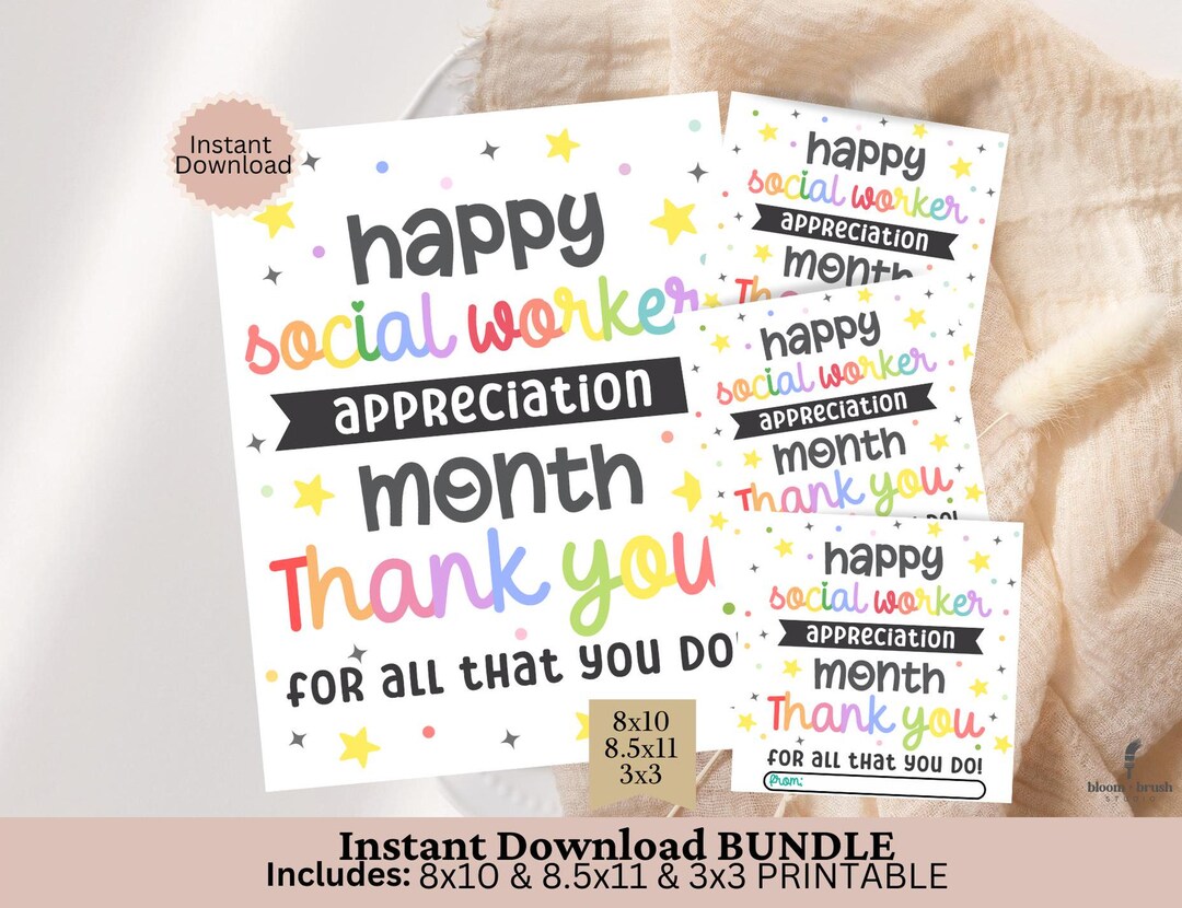 Happy Social Worker Appreciation Month Gift Tag Printable, Social ...
