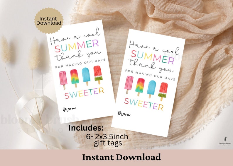 Summer Gift Tags End of School Year Appreciation Gift Tag, Cool Summer ...
