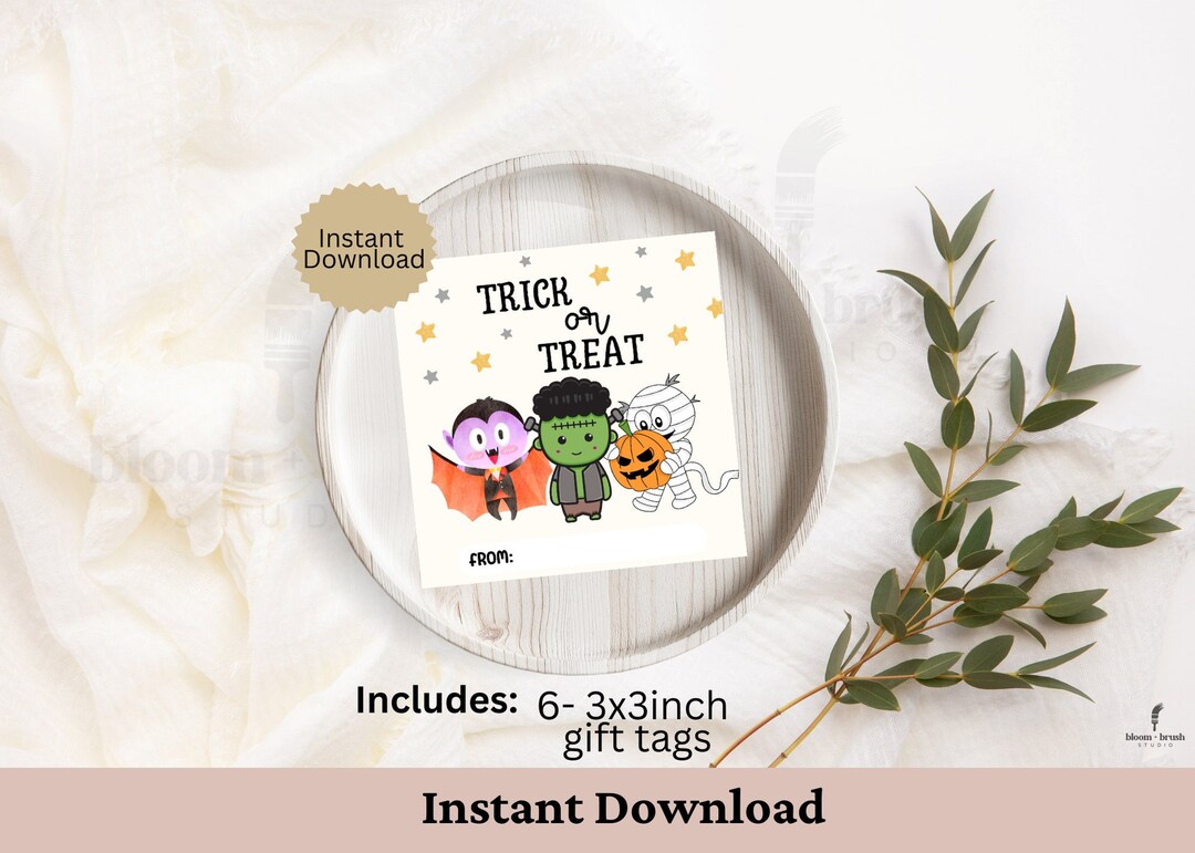 Halloween Monsters Favor Tag Template, Printable Trick or Treat Gift ...