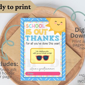 End of Year Teacher Gift Card Holder Printable | Teacher Appreciation ...