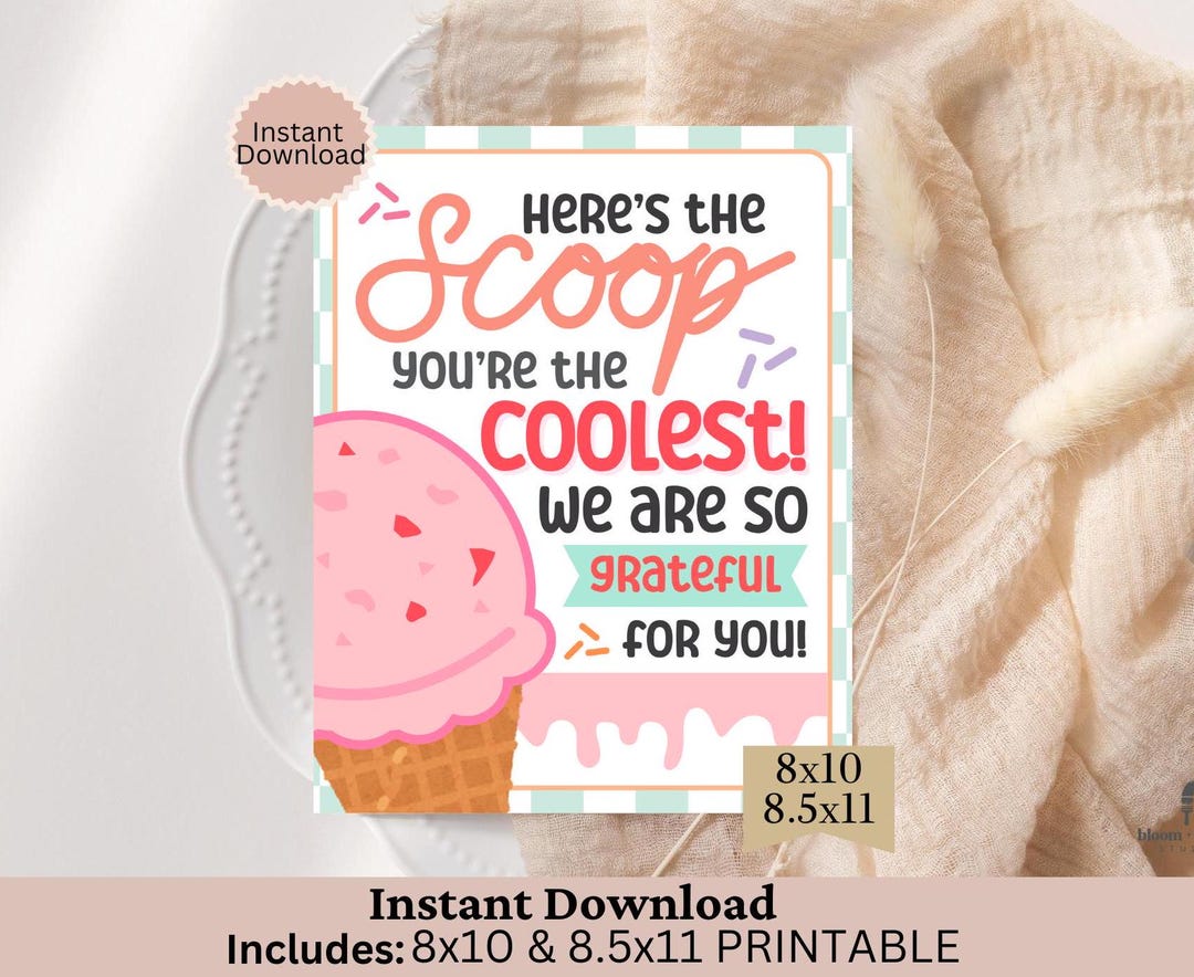 Ice Cream Sundae Bar Teachers and Staff Appreciation Printable 8x10 ...