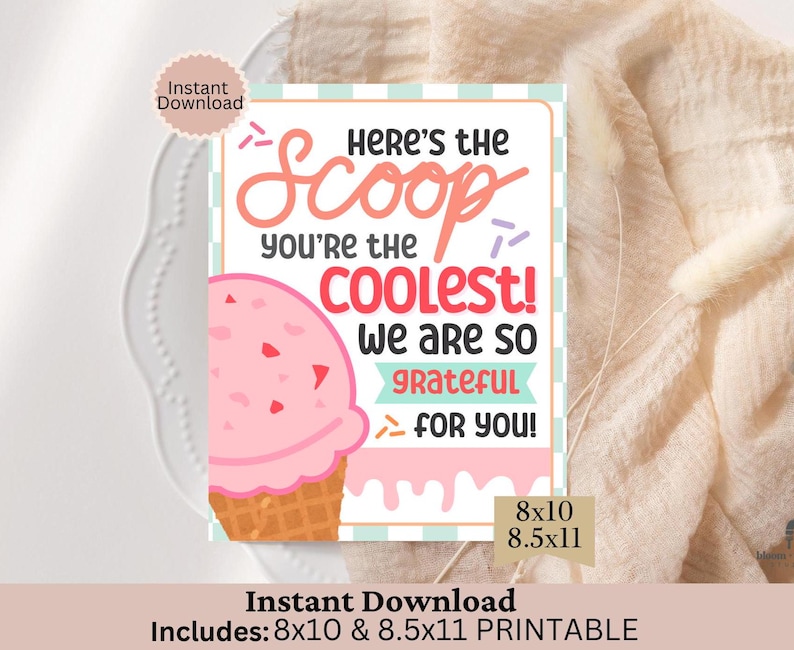Ice Cream Sundae Bar Teachers and Staff Appreciation Printable 8x10 ...