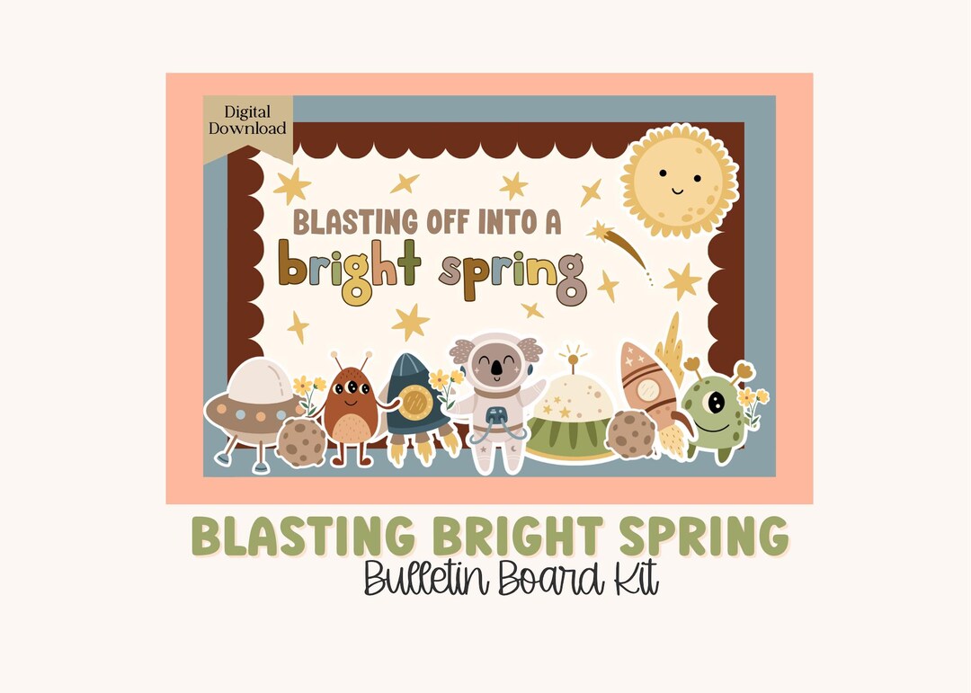 Retro Spring Bulletin Board Kit, Bloom Kindness, Pastel Spring Theme ...