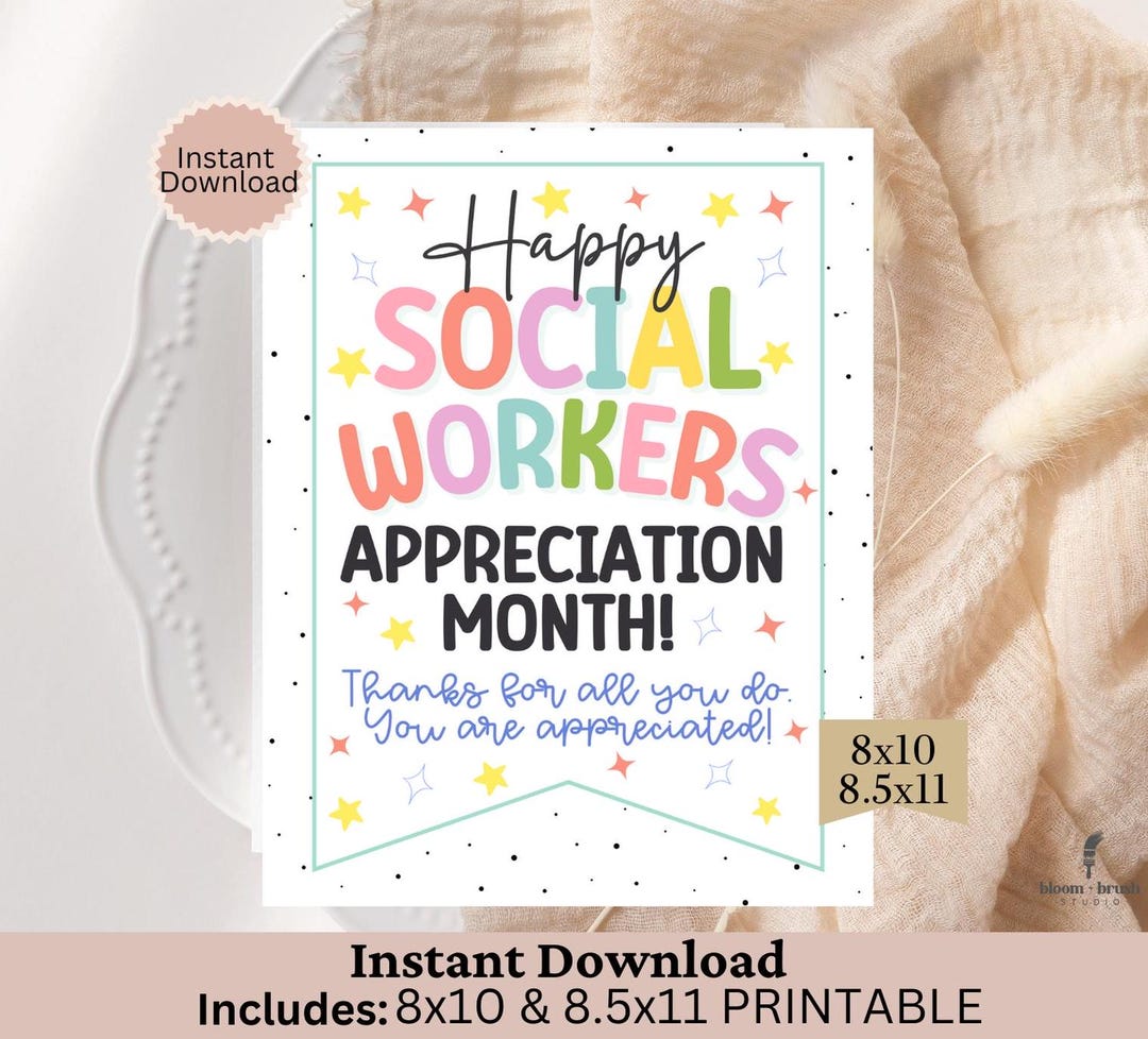 Social Worker Appreciation Month Sign Printable / Social Work Month ...