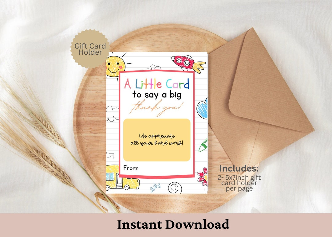 Teacher Appreciation Printable Gift Card Holder A Little Something Just ...