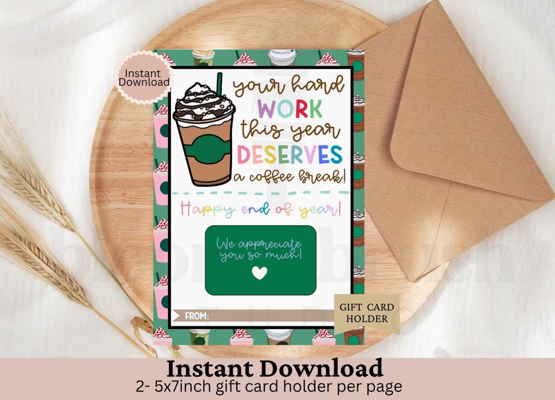 PRINTABLE Back to School Teacher Gift, Starbucks Teacher Gift Card ...