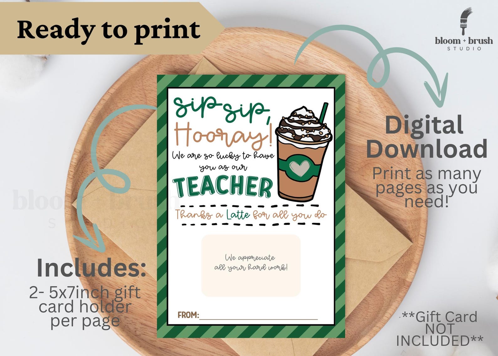 PRINTABLE Back to School Teacher Gift, Starbucks Teacher Gift Card ...