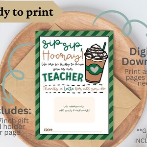 PRINTABLE Back to School Teacher Gift, Starbucks Teacher Gift Card ...