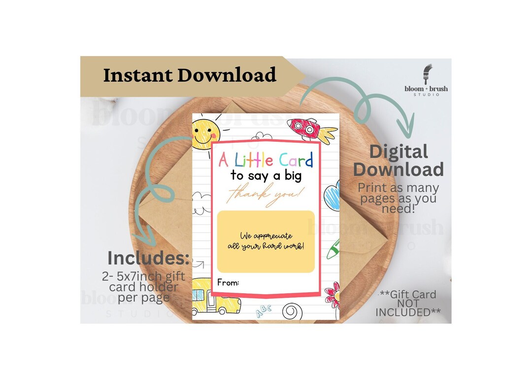 Teacher Appreciation Printable Gift Card Holder A Little Something Just ...