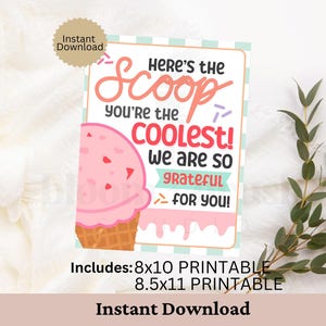 Ice Cream Sundae Bar Teachers and Staff Appreciation Printable 8x10 ...