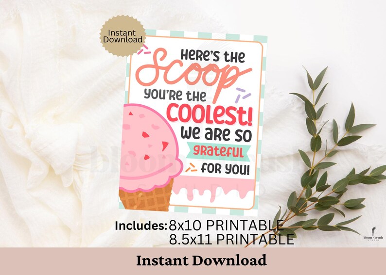 Ice Cream Sundae Bar Teachers and Staff Appreciation Printable 8x10 ...