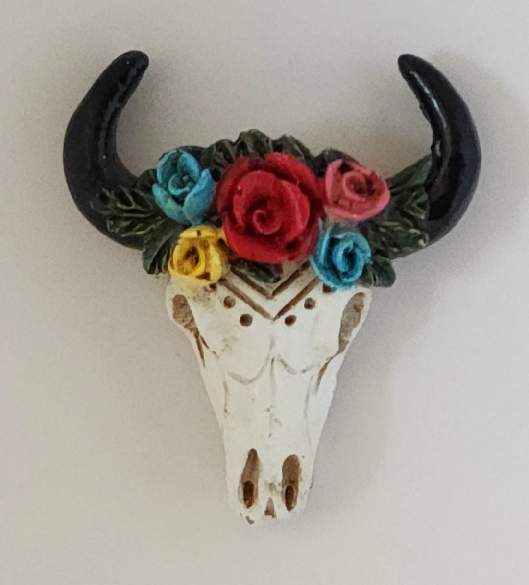 Georgia's Cow Skull With Roses Handcrafted Needle Minder - Etsy