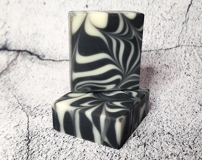 Glow in the Dark Soap - Poison Apple, A Halloween Themed Black and White Swirled Soap With A ...