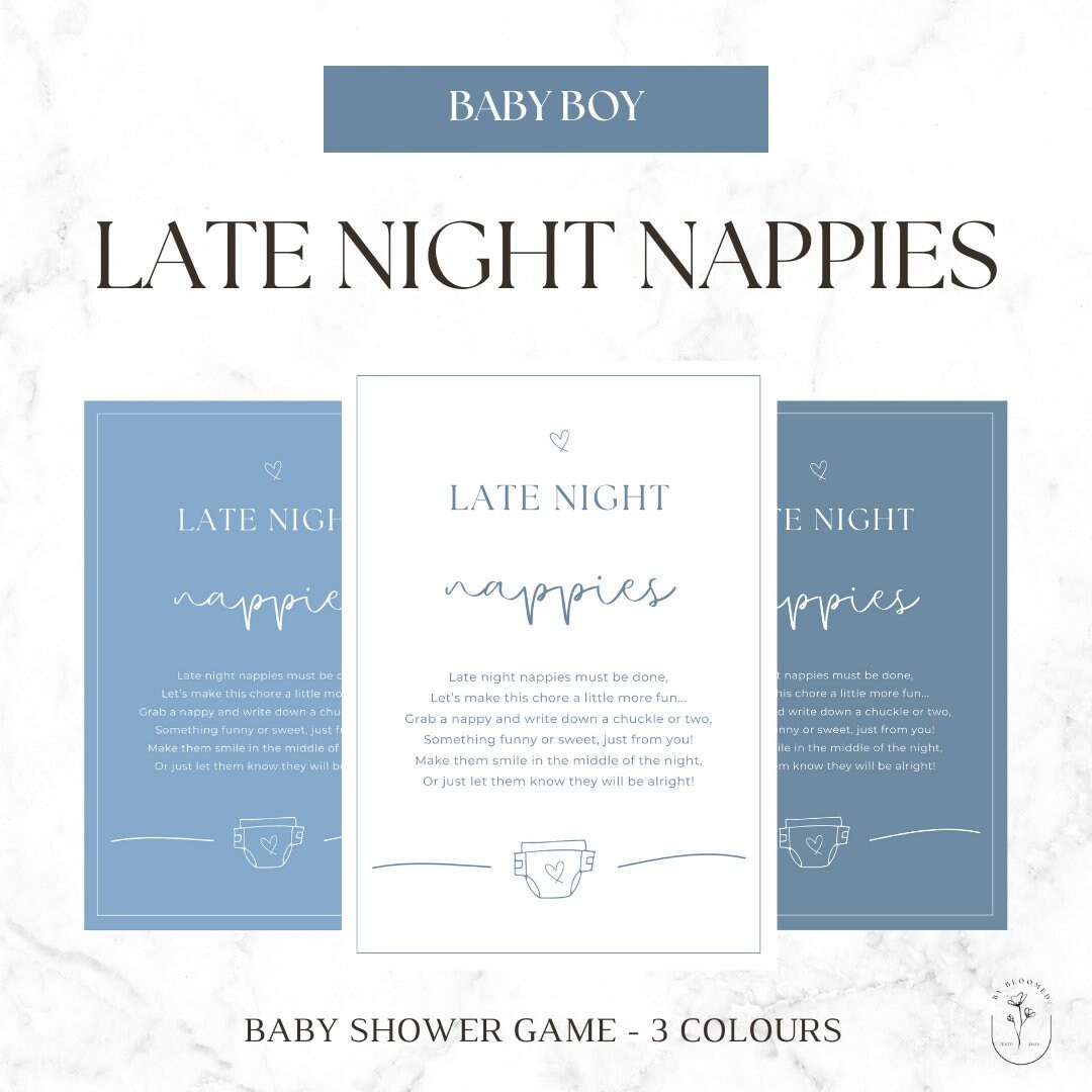 Baby Shower Games Boy Late Night Nappies Baby Shower Game Printable ...