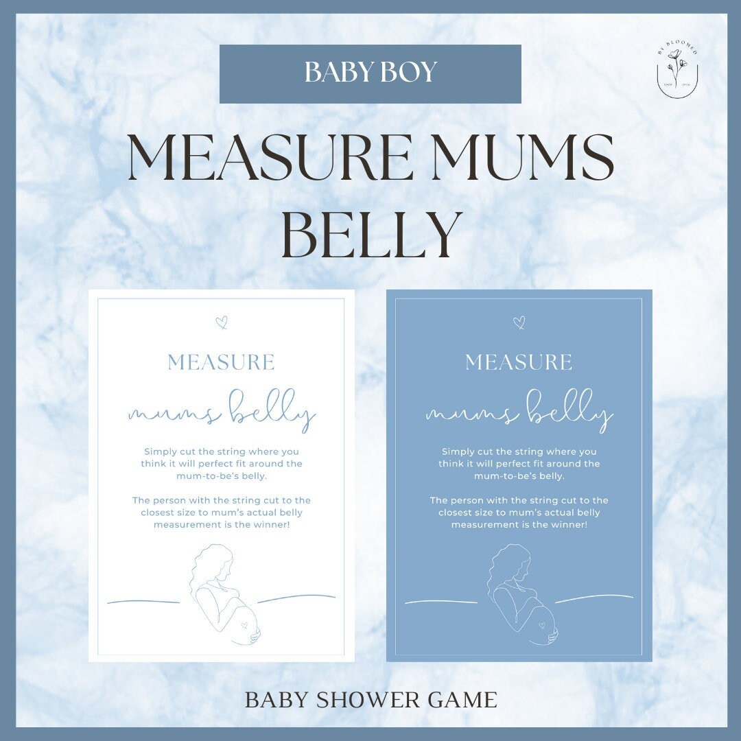 Measure Mums Belly Game Baby Shower Boy Printable Baby Shower Template ...