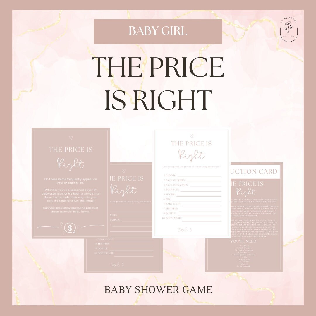 The Price is Right Game Baby Shower Girl Printable Baby Shower Template ...