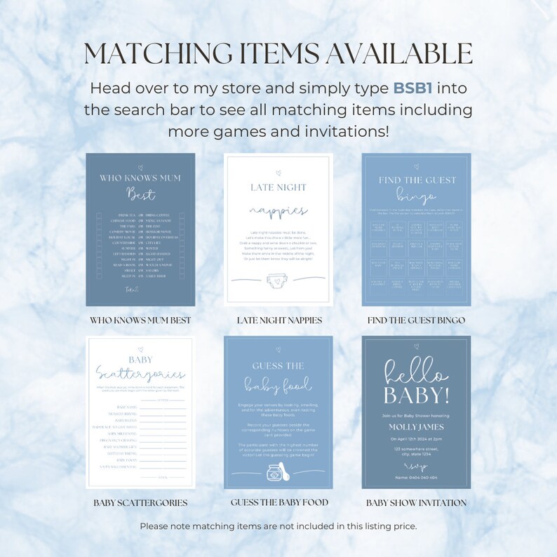 Blue Baby Shower Games Bundle Fun Printable Baby Shower Game ...