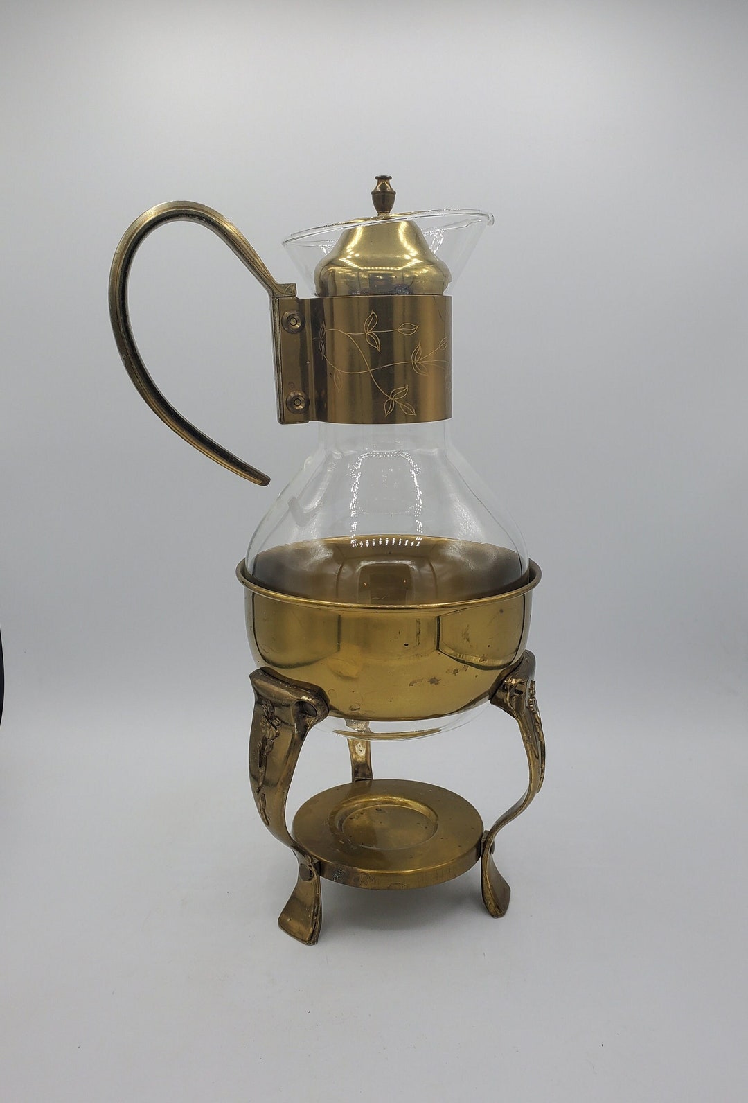 Vintage 1980s Princess House Coffee Warmer/decanter Brass & Glass - Etsy